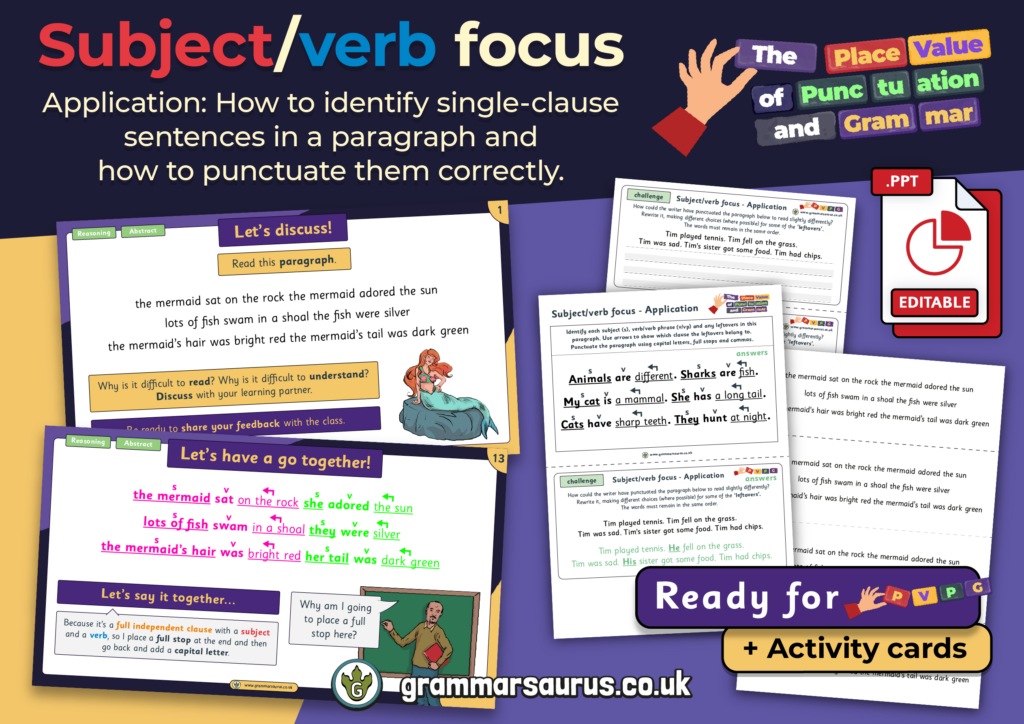 Ready for Place Value of Punctuation and Grammar - Subject/verb focus ...