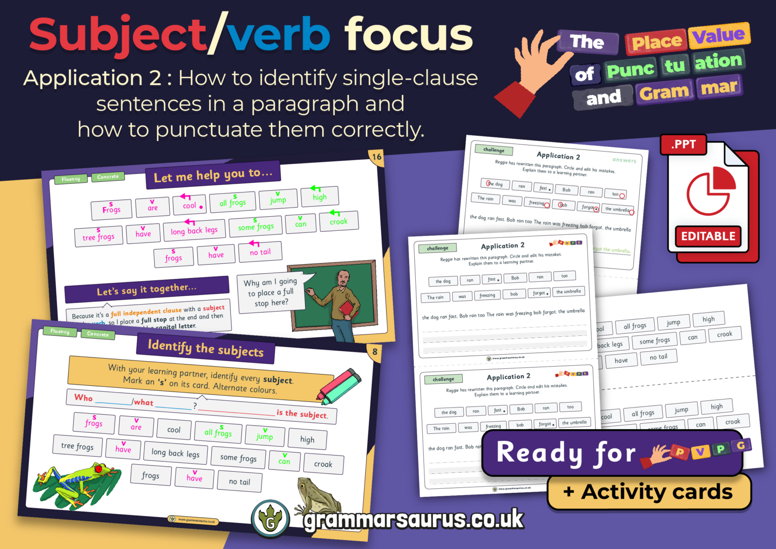 Ready for The Place Value of Punctuation and Grammar – Subject/Verb ...