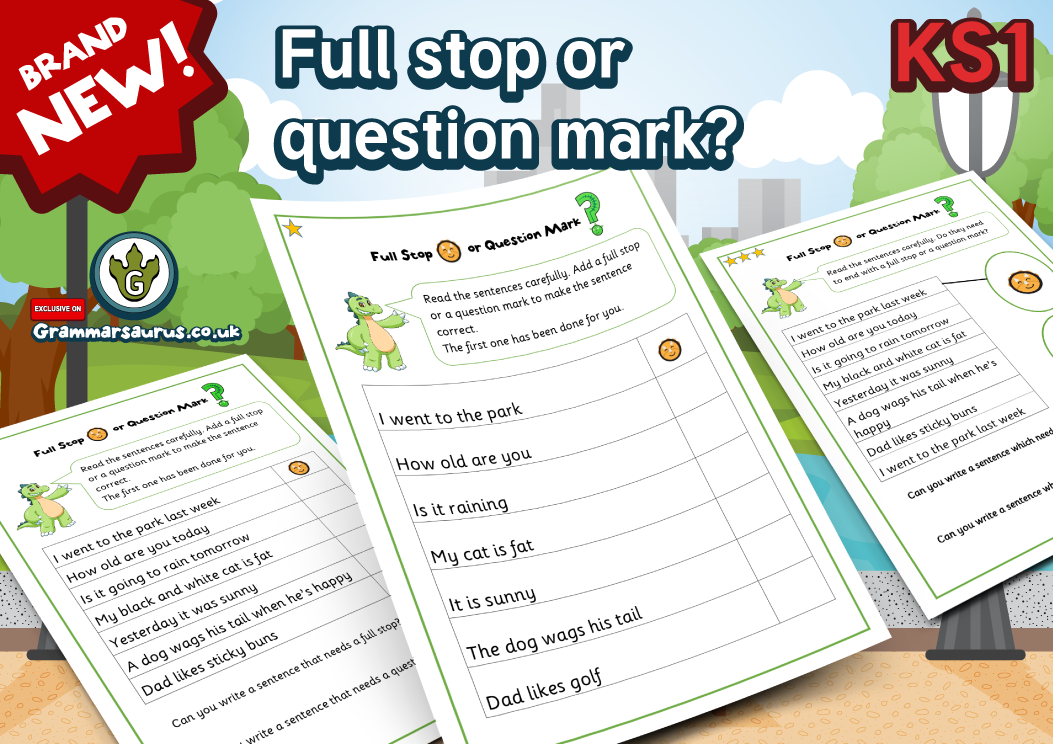 KS1 - Full Stop or Question Mark? - Grammarsaurus