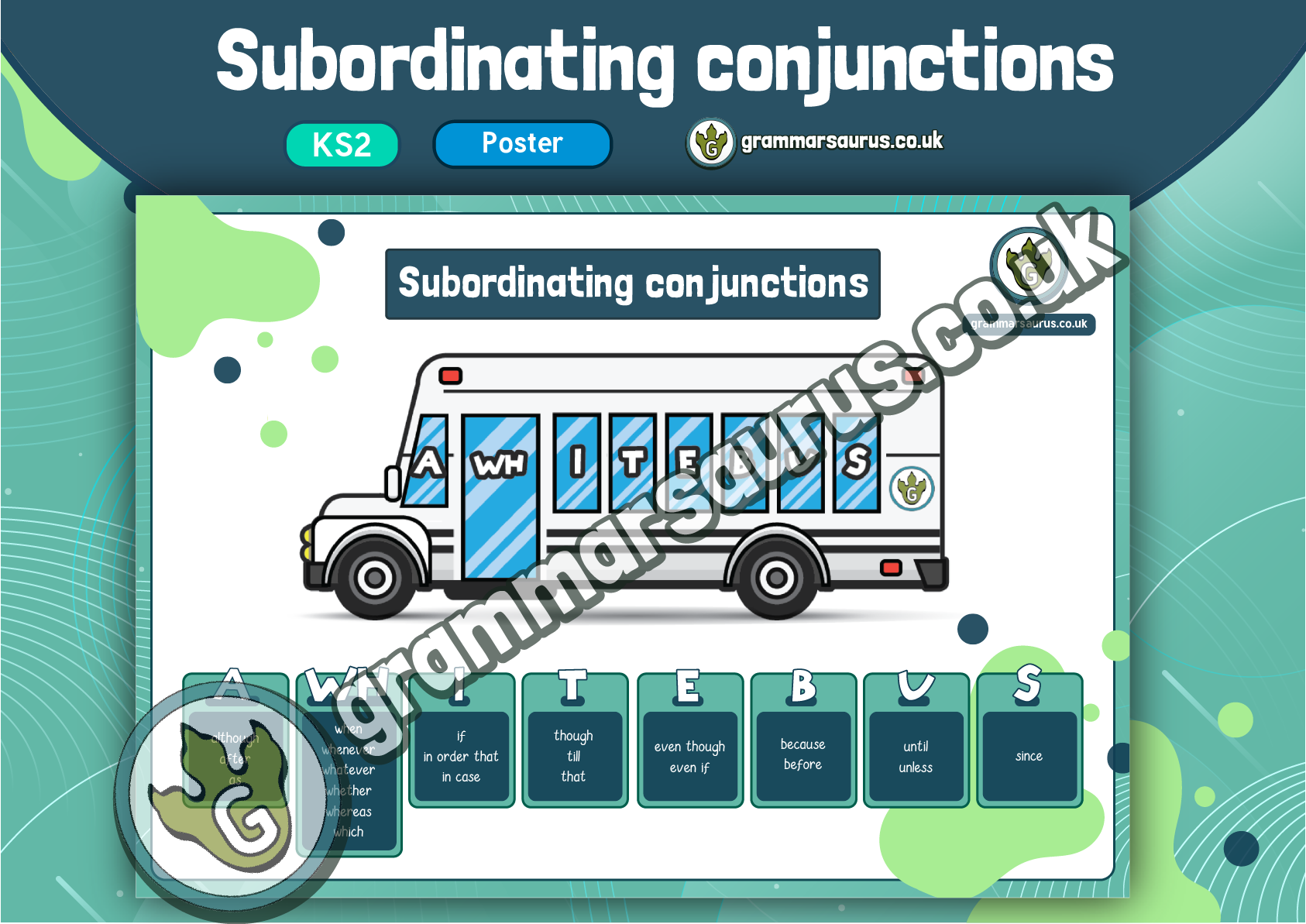 Ks2 Subordinating Conjunctions Visual Grammarsaurus