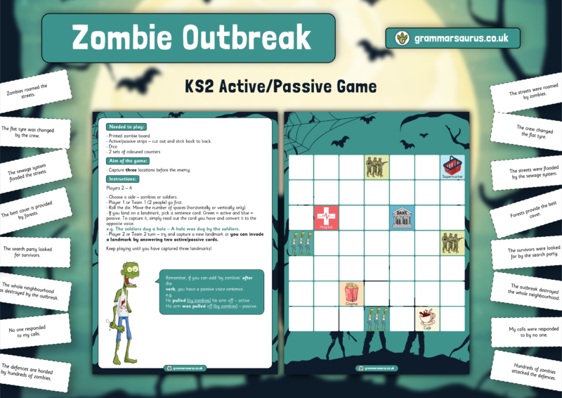 KS2 Active/Passive Game - Zombie Outbreak - Grammarsaurus