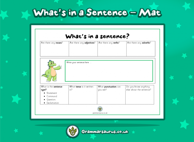 SpaG - Contractions - Mat - What's in a Sentence? - Grammarsaurus