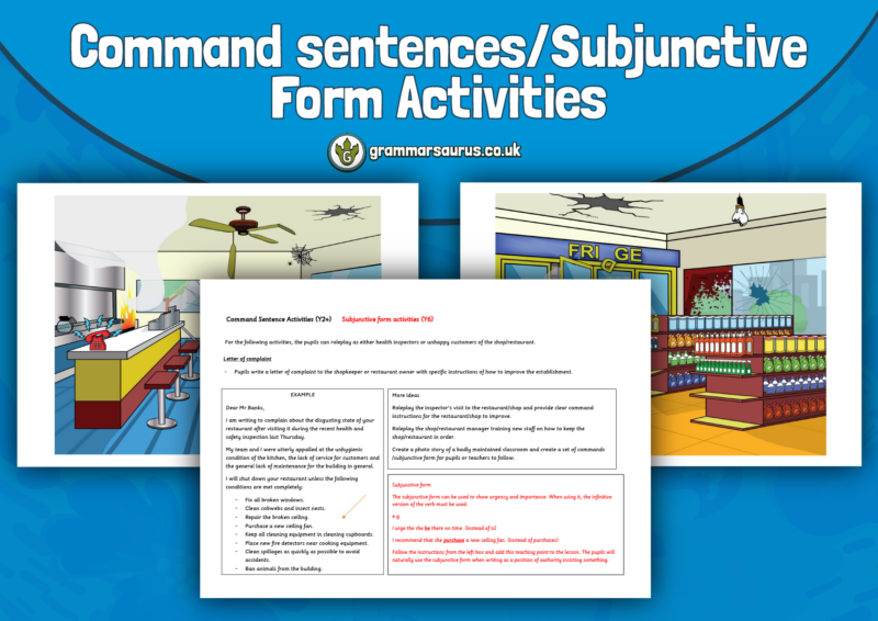 Command sentences/Subjunctive Form Activities - Grammarsaurus