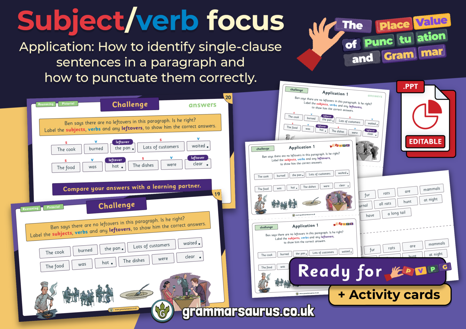 Ready for Place Value of Punctuation and Grammar - Subject/verb focus ...
