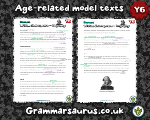 Year 6 Biography Model Text (annotated and blank) - Grammarsaurus