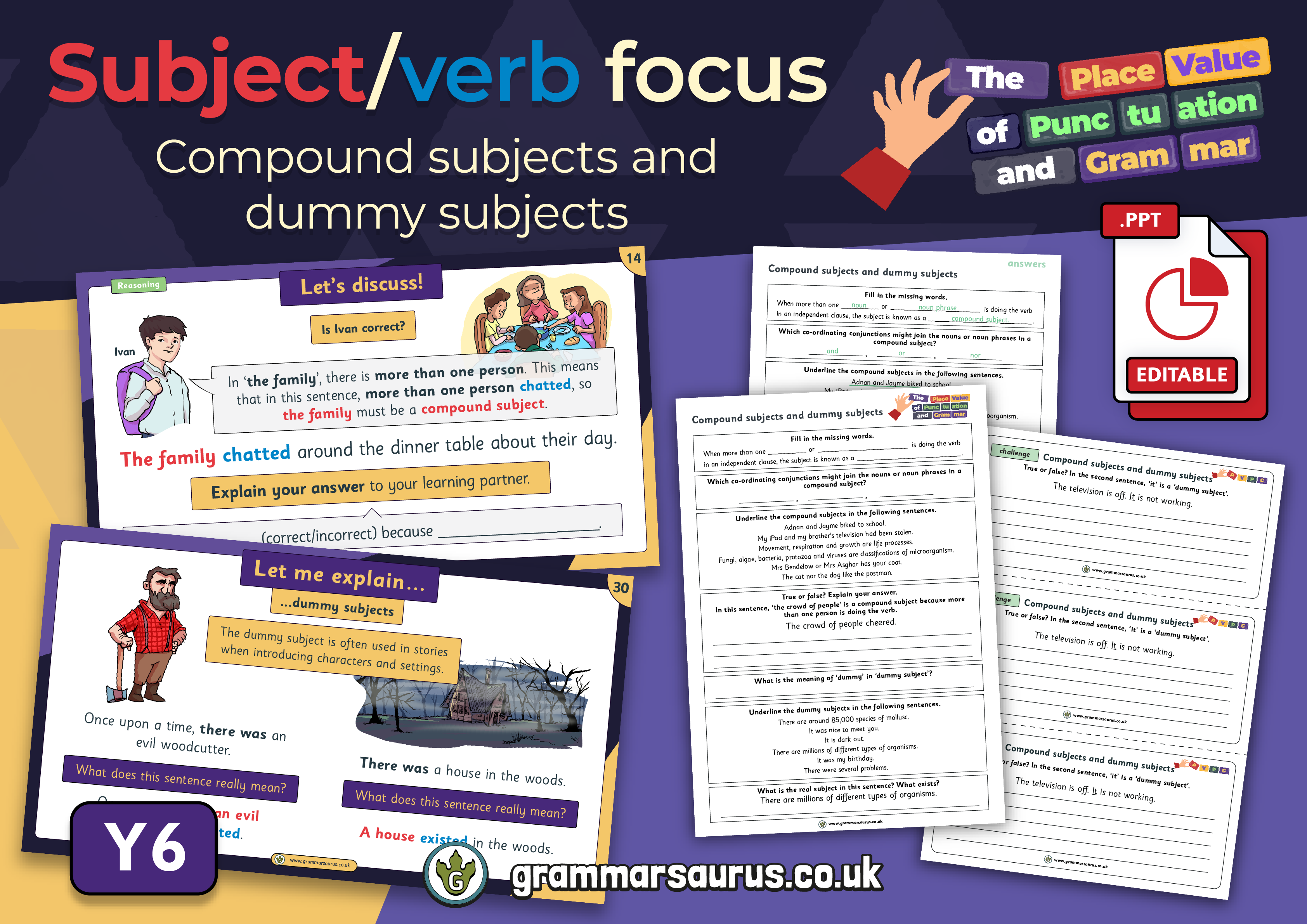 Year 6 Place Value of Punctuation and Grammar - Subject/verb focus ...