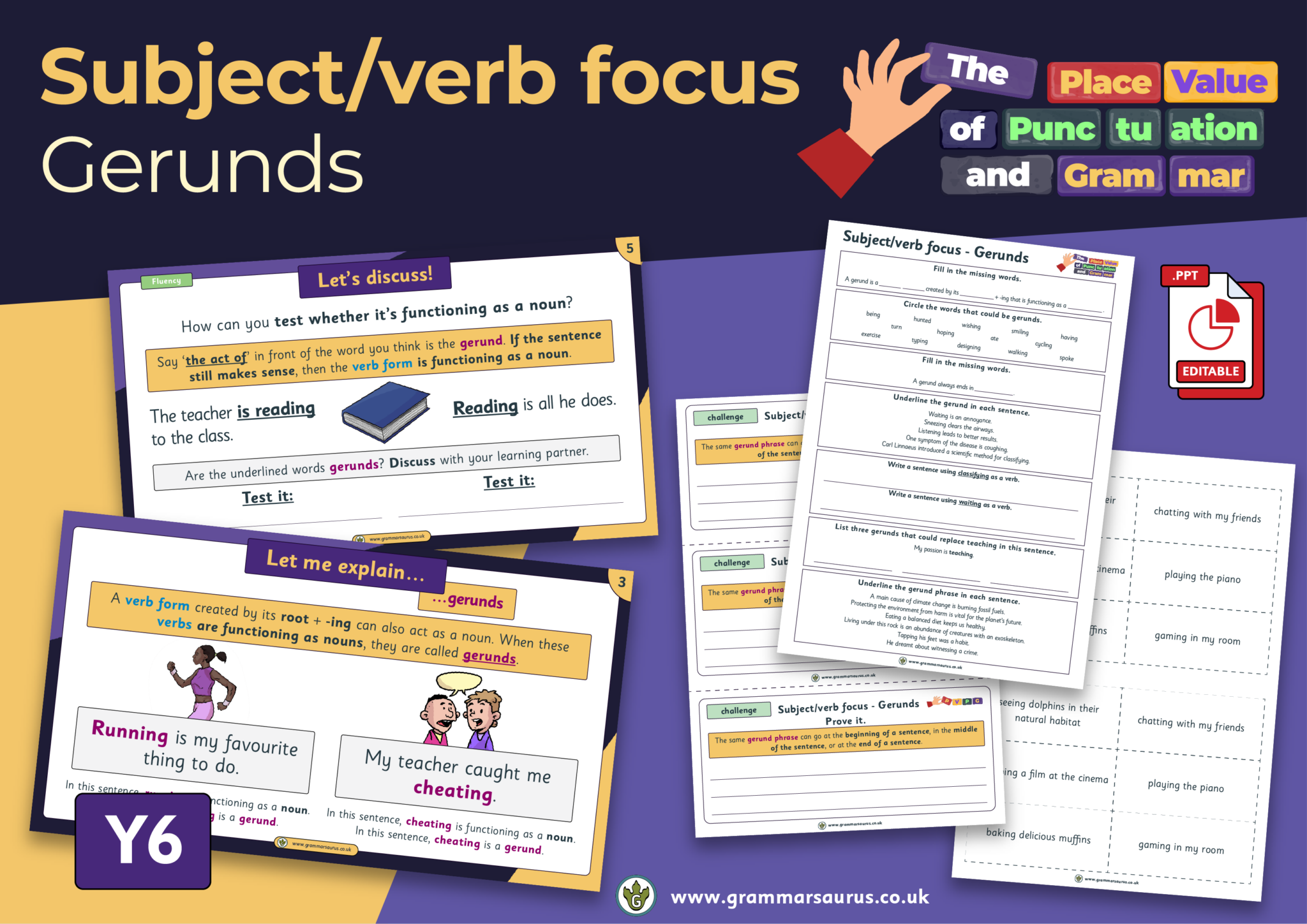 Year 6 Place Value of Punctuation and Grammar - Subject/verb focus ...