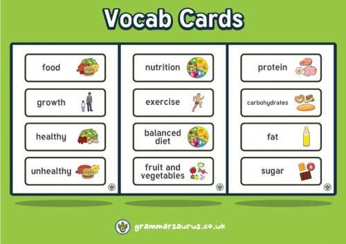 Science - Animals including Humans - Nutrition Vocabulary Cards ...