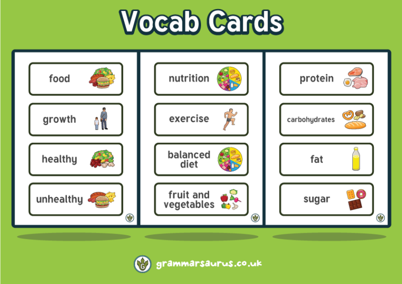 Science - Animals including Humans - Nutrition Vocabulary Cards ...