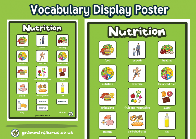 Science - Animals including Humans - Nutrition Vocabulary Display ...