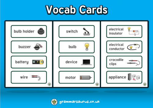 Science - Electricity - Vocabulary Cards - Grammarsaurus
