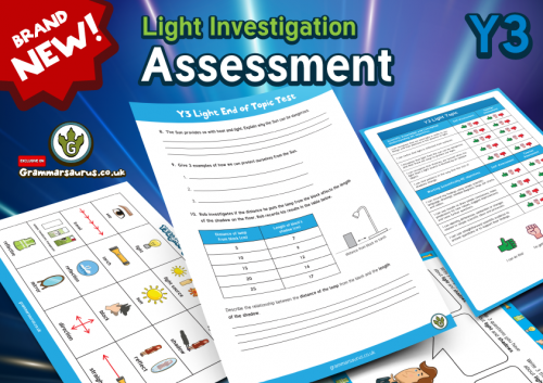 Year 3 Science - Light - Assessment Pack - Grammarsaurus