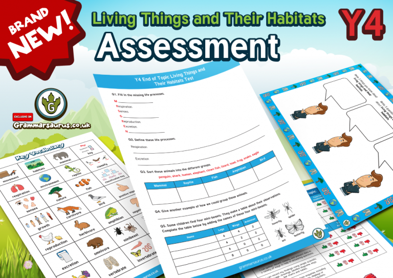 Year 4 Science - Living Things and their Habitats - Assessment Pack - Grammarsaurus