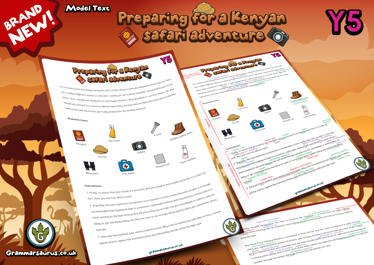 Year 5 Model Text - Instructions - Preparing for a Kenyan Safari ...
