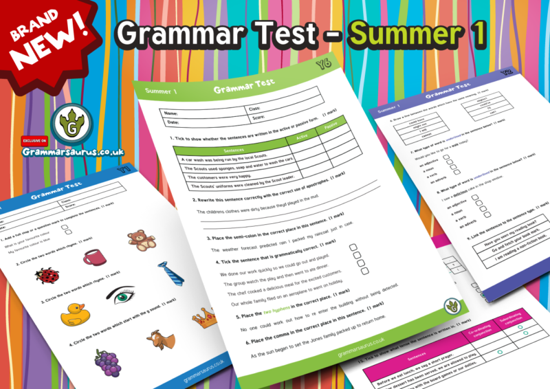 KS1 & KS2 Grammar - Summer Test 1 - Grammarsaurus