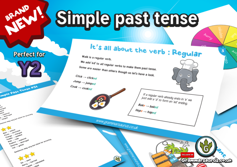 Year 2 - Simple Past Tense Resource Pack - Grammarsaurus