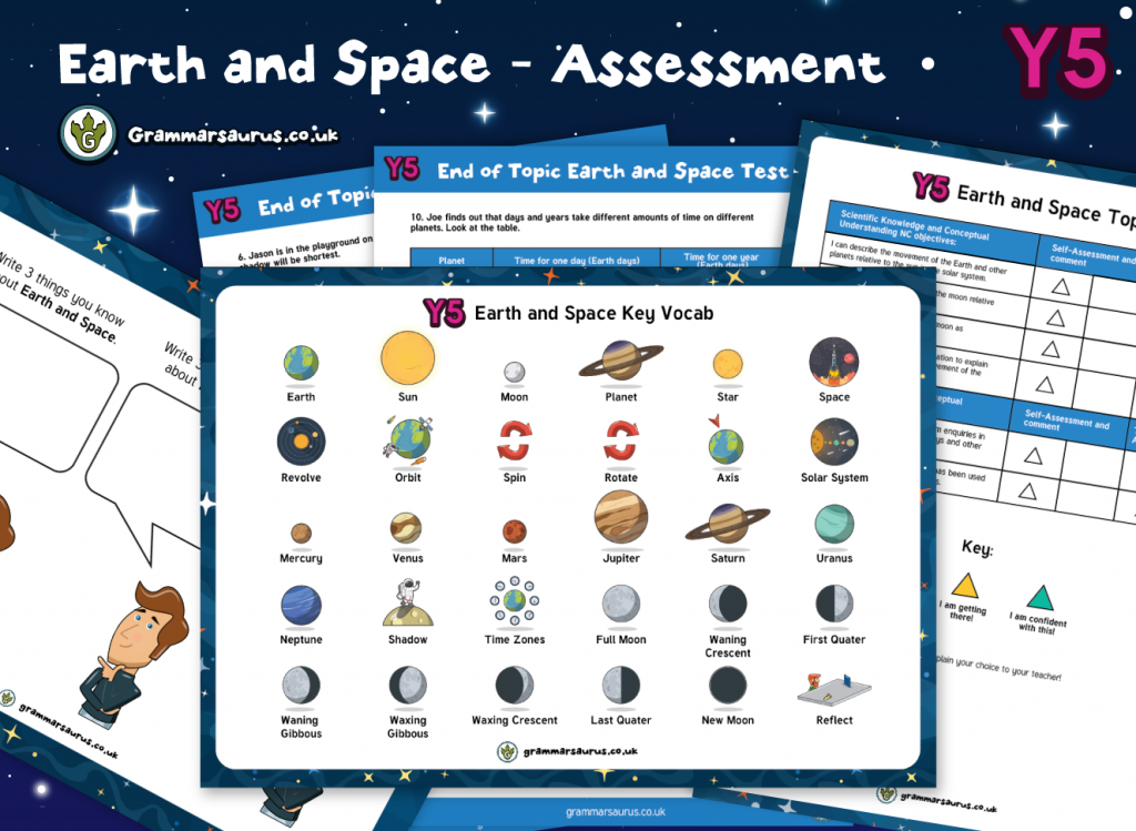 Year 5 Science - Earth and Space - Assessment Pack - Grammarsaurus