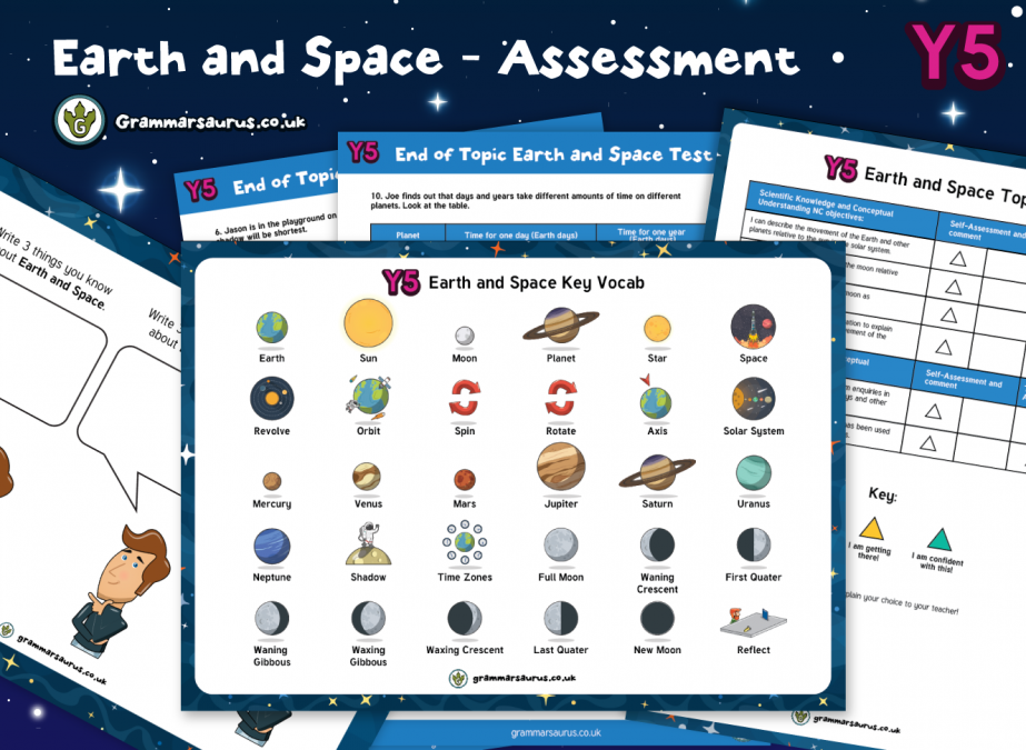 Year 5 Science - Earth and Space - Assessment Pack - Grammarsaurus