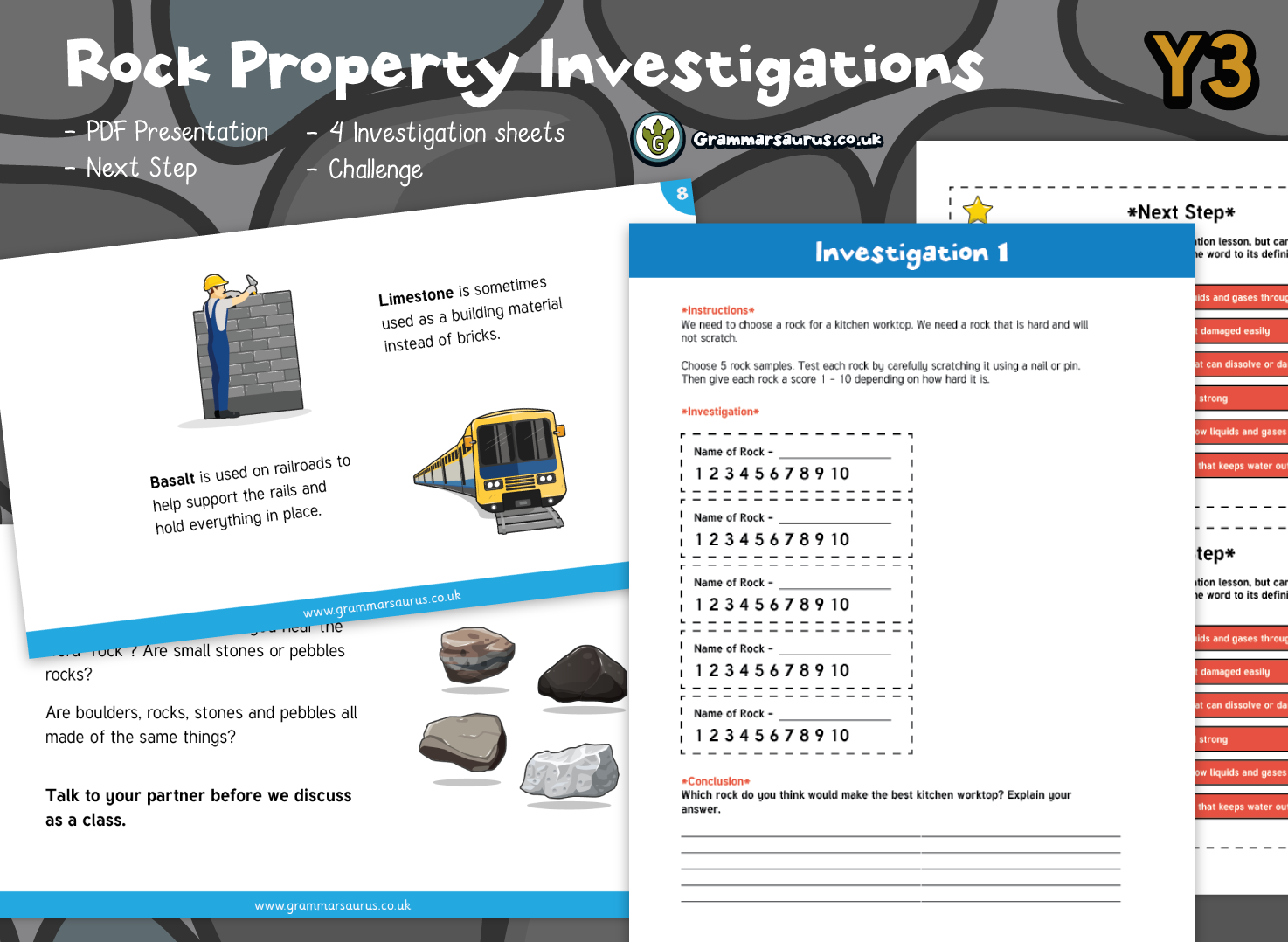 Year 3 Science - Rocks and Soils - Properties of Rocks Investigation ...