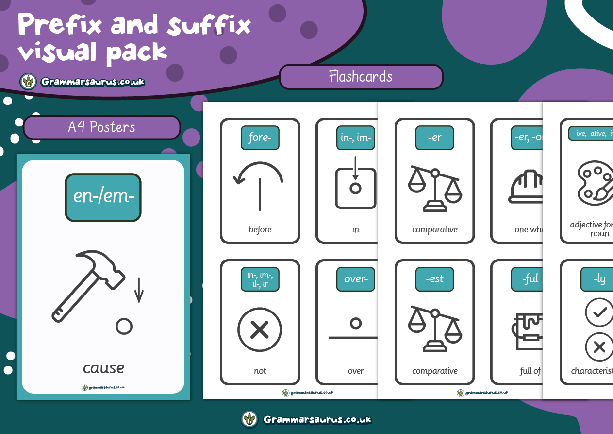 Prefix and Suffix Visual Pack - Grammarsaurus