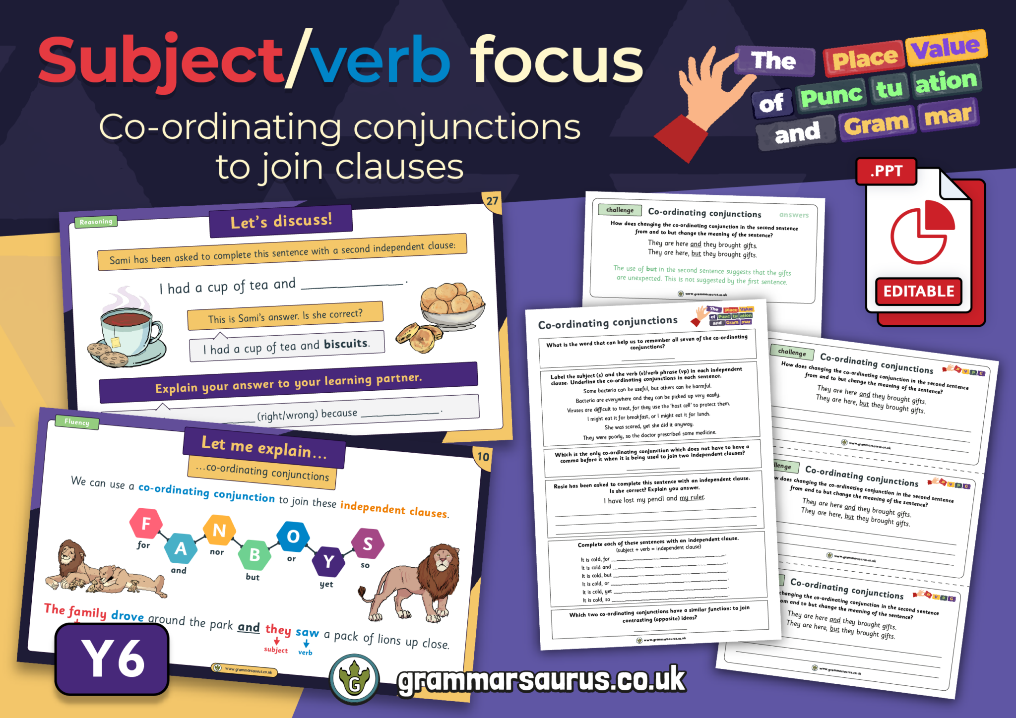 Year 6 Place Value of Punctuation and Grammar - Subject/verb focus - Co ...