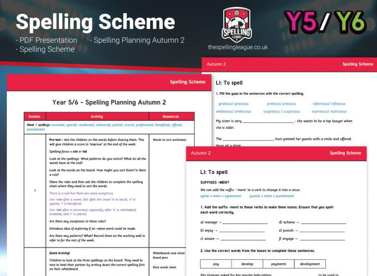 Year 5/6 Spelling Scheme - Autumn 2 - Grammarsaurus