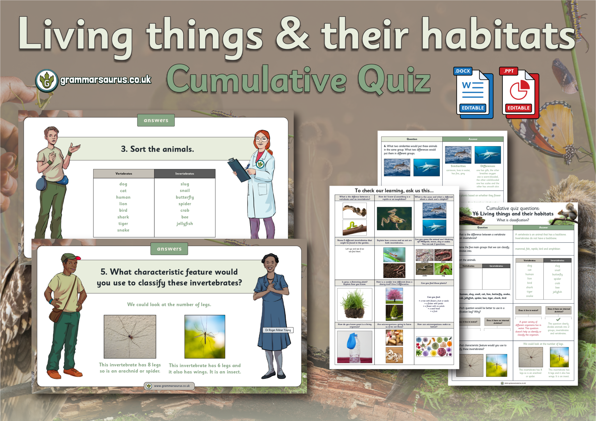 Year 6 Science - Living things and their habitats - Cumulative Quiz ...