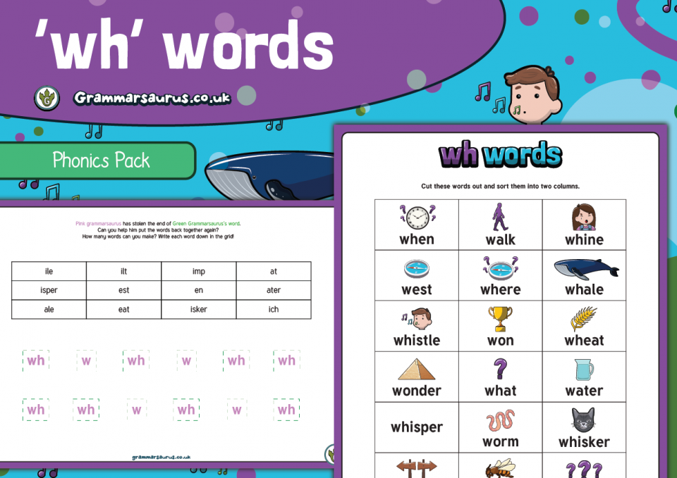 Phonics Phase 5 - 'wh' Phonics Pack - Grammarsaurus