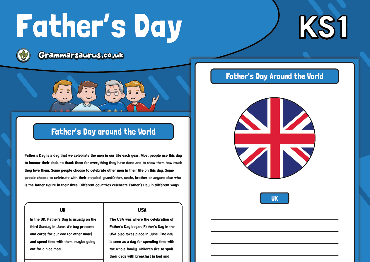 KS1 - Father's Day Around the World Lesson Pack - Grammarsaurus