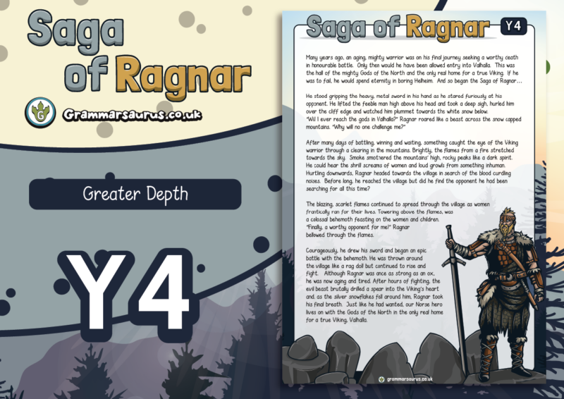 Year 4 Greater Depth Model Text - Narrative - The Saga of Ragnar ...