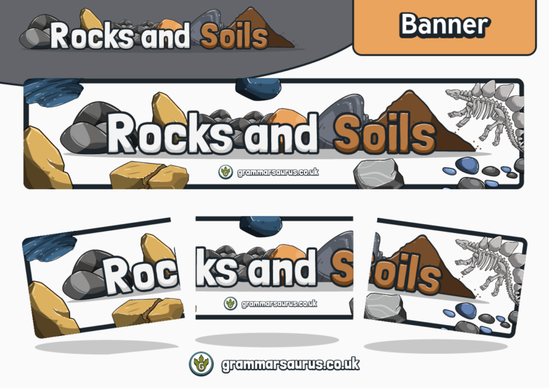 Science - Rocks and Soils - Banner - Grammarsaurus