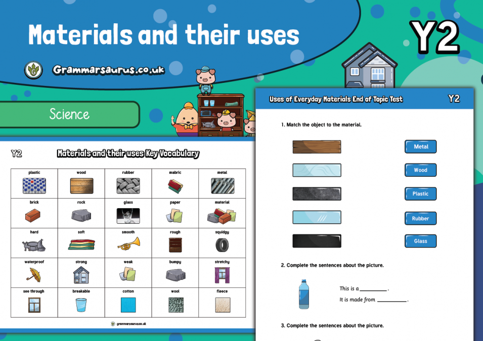 Year 2 Science - Materials - Assessment Pack - Grammarsaurus