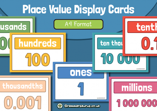 Maths - Place value Display Cards - Grammarsaurus