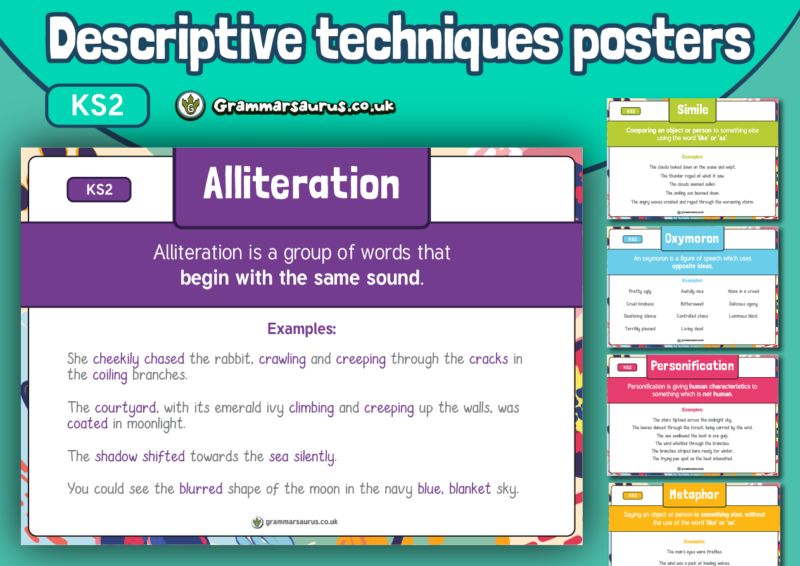 KS2 Grammar - Descriptive Techniques Poster Pack - Grammarsaurus