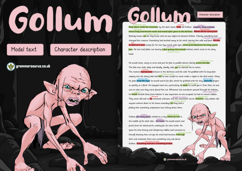 Year 5 Model Text – Character description – Gollum ( gbsct P5 , G4 ...