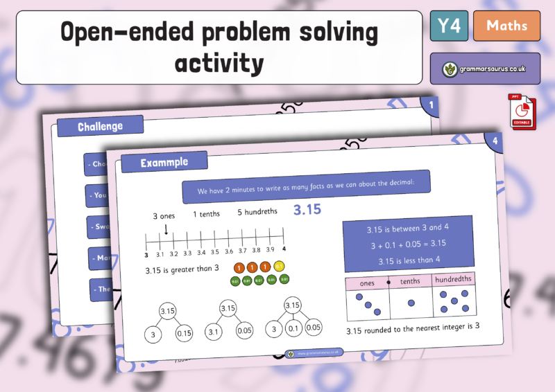 Year 4 Decimals (part 2) - Open-ended problem solving activity ...