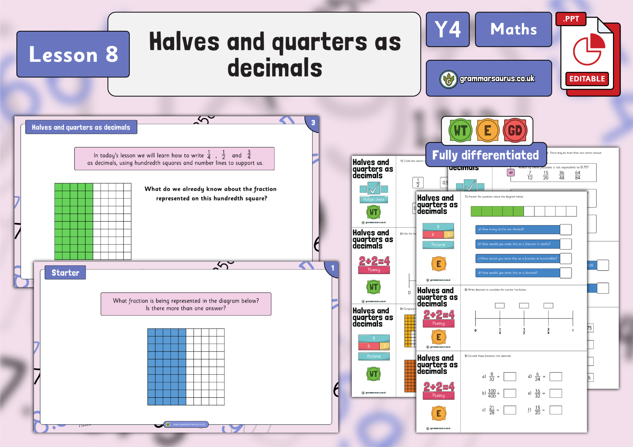 Year 4 Decimals (part 2) - Halves and quarters as decimals - Lesson 8 ...