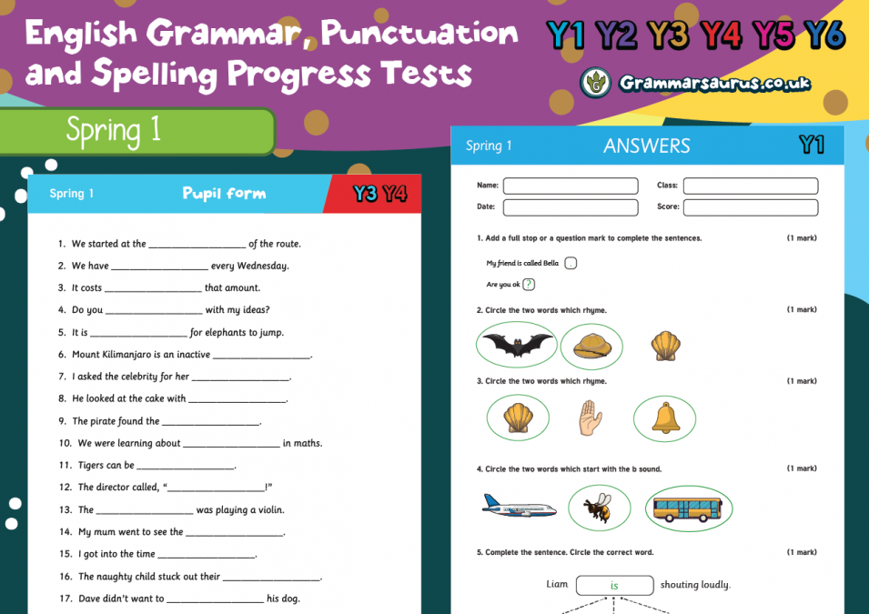 Year 5 English Grammar Punctuation And Spelling Progress Tests