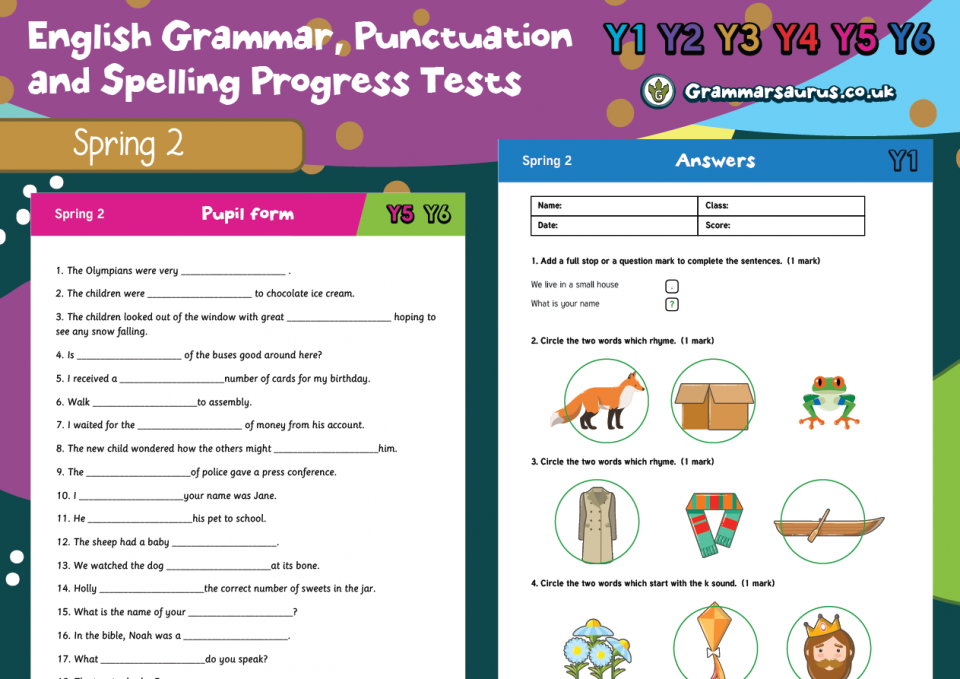 Year 5 English Grammar, Punctuation and Spelling Progress Tests ...