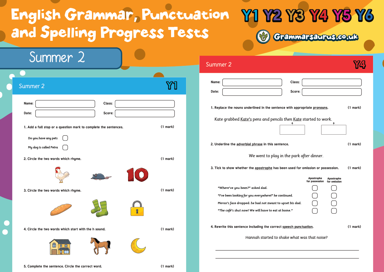 Year 6 English Grammar Punctuation And Spelling Progress Tests
