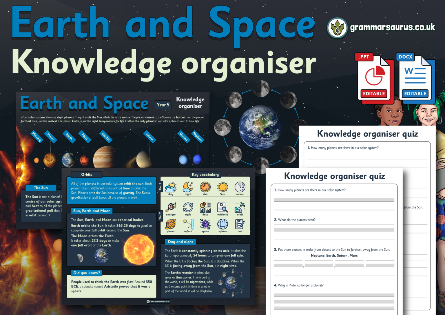Year 5 Science - Earth and Space - Knowledge Organiser - Grammarsaurus