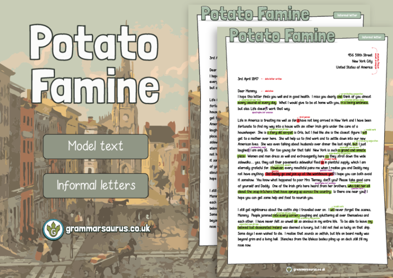 Year 6 Model Text - Recount letter - Informal Letter - Potato Famine ...