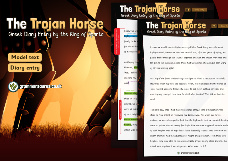Year 5 Model Text - Diary entry - The Trojan Horse - Grammarsaurus