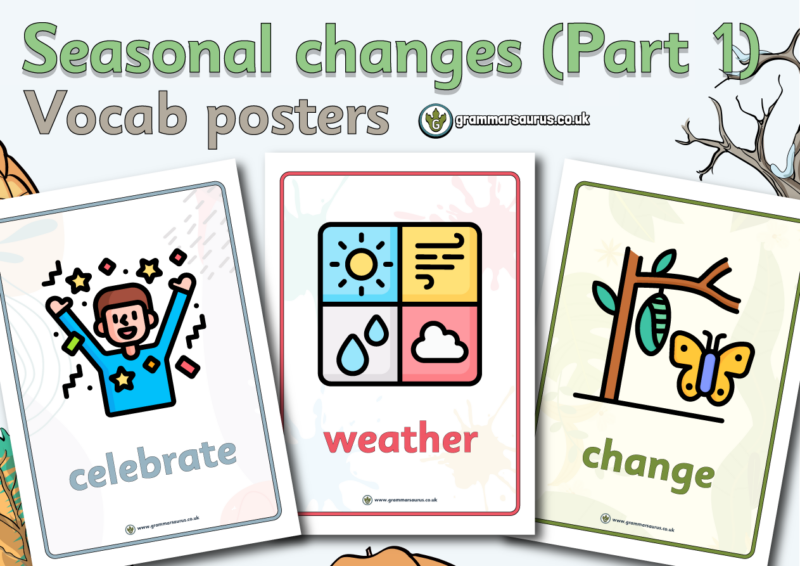 Year 1 Science - Seasonal Changes (Part 1) - Vocab posters - Grammarsaurus