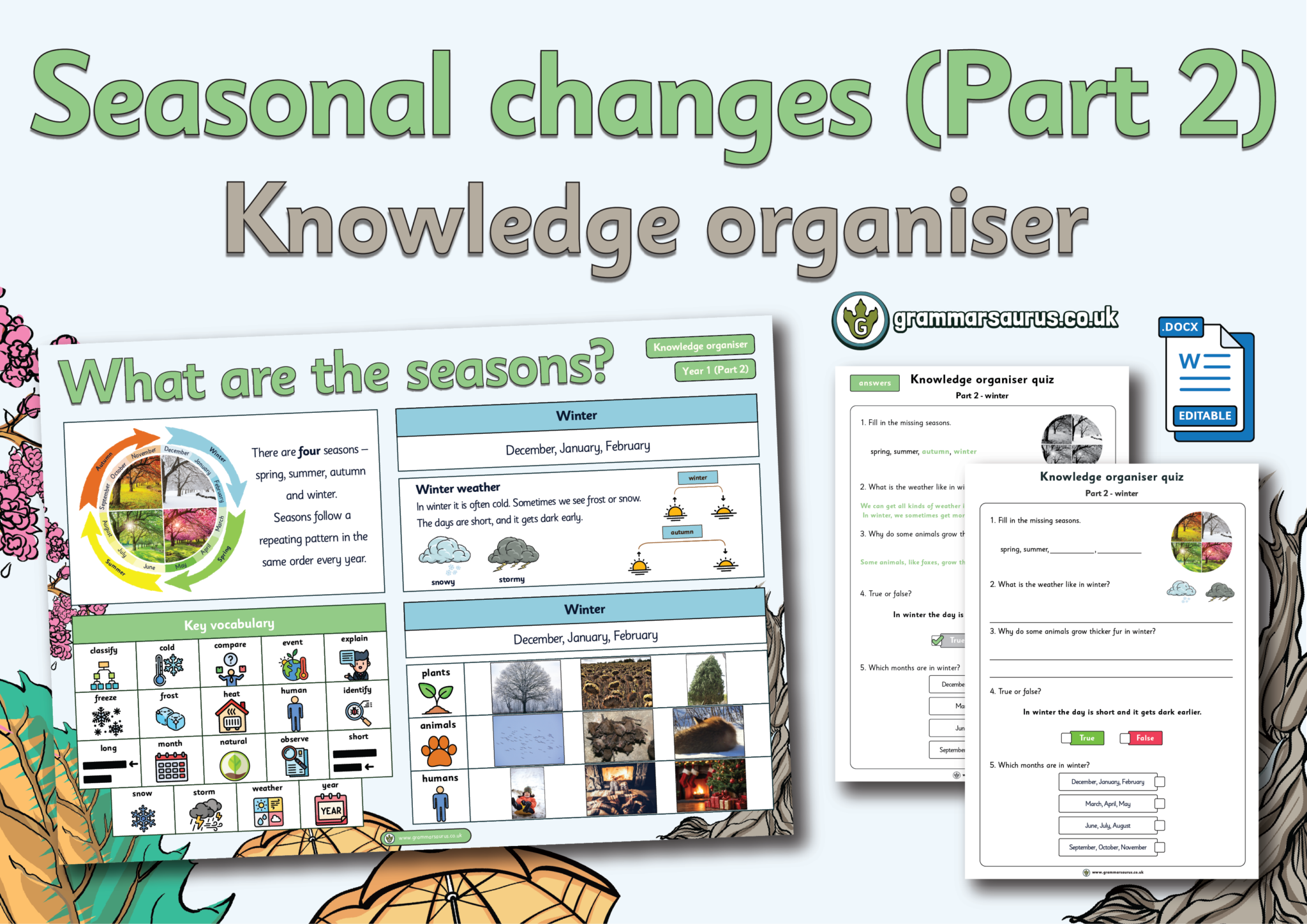 Year 1 Science - Seasonal Changes - Knowledge organiser (part 2 ...
