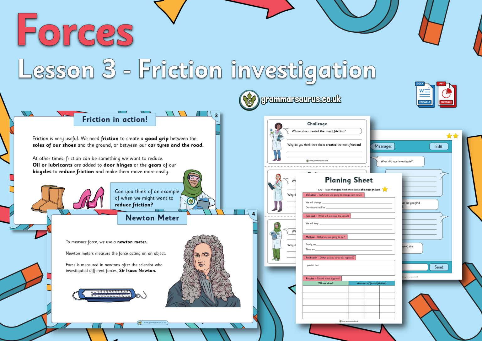 Year 5 Science - Forces - Friction Investigation - Lesson 3 - Grammarsaurus