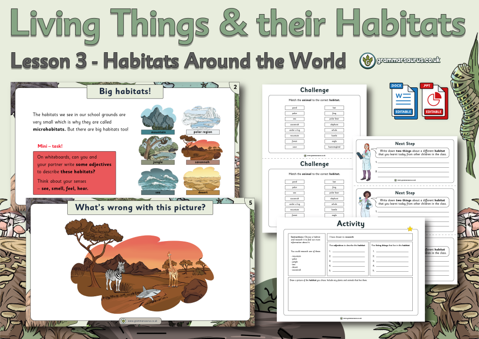 Year 2 Living Things and their Habitats - Grammarsaurus