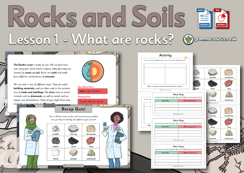 Year 3 Science - Rocks and Soils - What are rocks? Lesson 1 - Grammarsaurus