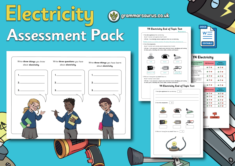 Year 4 Science - Electricity - Assessment Pack - Grammarsaurus
