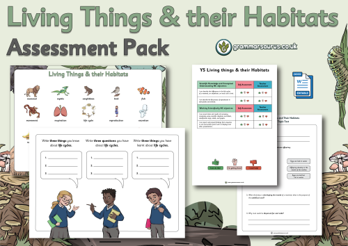 Year 5 Science - Living Things and their Habitats - Assessment Pack - Grammarsaurus